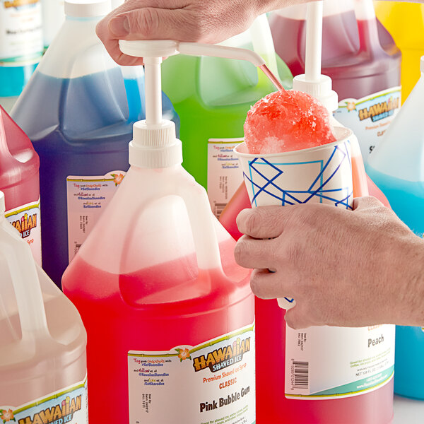 Hawaiian Shaved Ice Pink Bubble Gum Snow Cone Syrup 1 Gallon