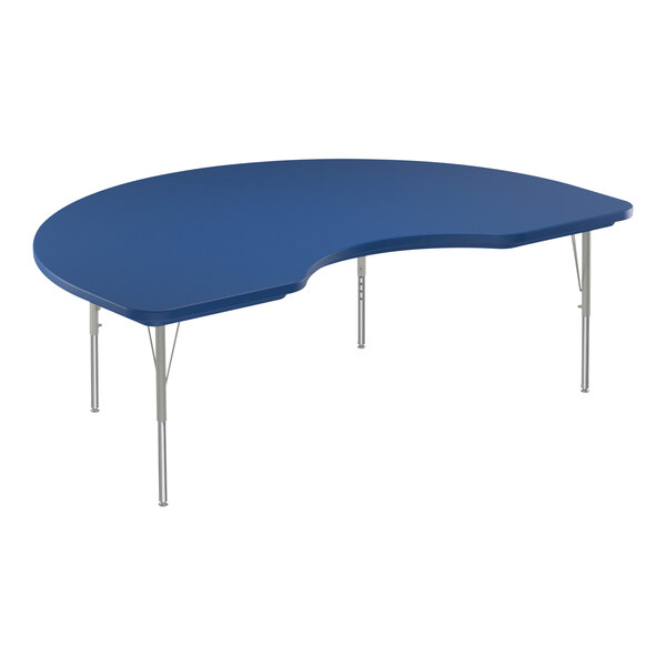 Correll 48" x 72" Kidney Blue 19"-29" Adjustable Height Blow-Molded ...