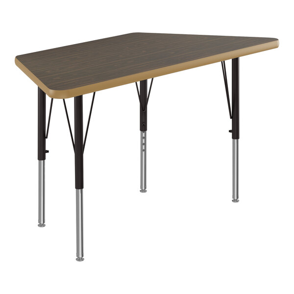 Correll Deluxe 24" x 48" Trapezoid Walnut 19"-29" Adjustable Height ...