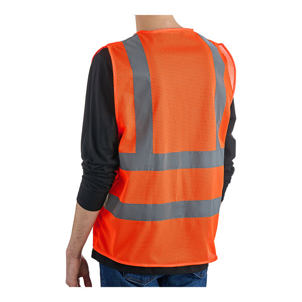 Lavex Class 2 Orange High Visibility Safety Vest with Zipper Closure ...