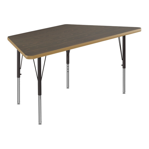 Correll Deluxe 30" x 60" Trapezoid Walnut 19"-29" Adjustable Height ...