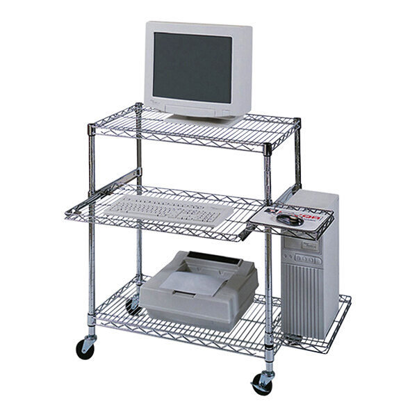 Luxor 18" x 19 1/2" x 42" Steel Wire Adjustable Mobile Workstation with ...