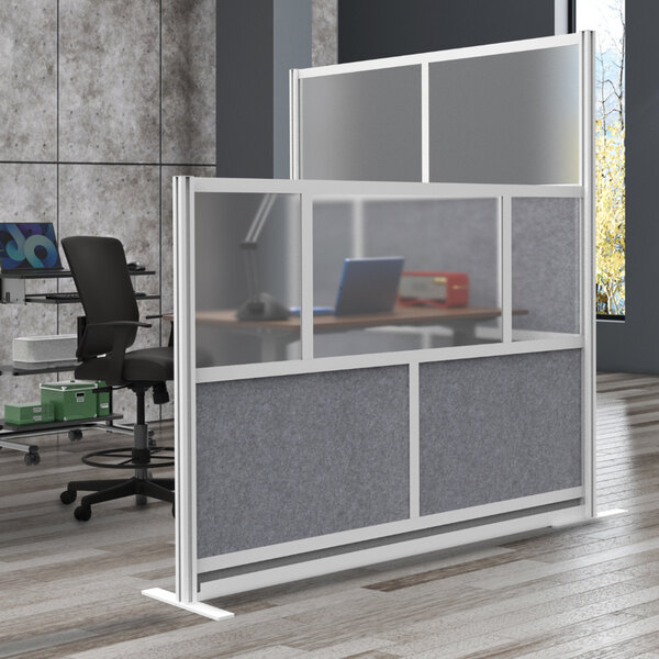 Luxor 53" x 70" Frosted Acrylic / Gray PET Modular Wall Room Divider ...