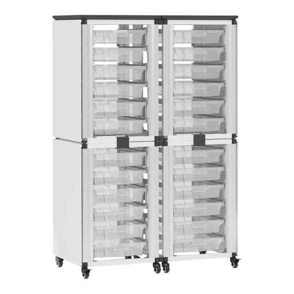 Luxor 36 1/2" x 36 1/2" x 57 1/2" Black / White Aluminum Mobile Double ...