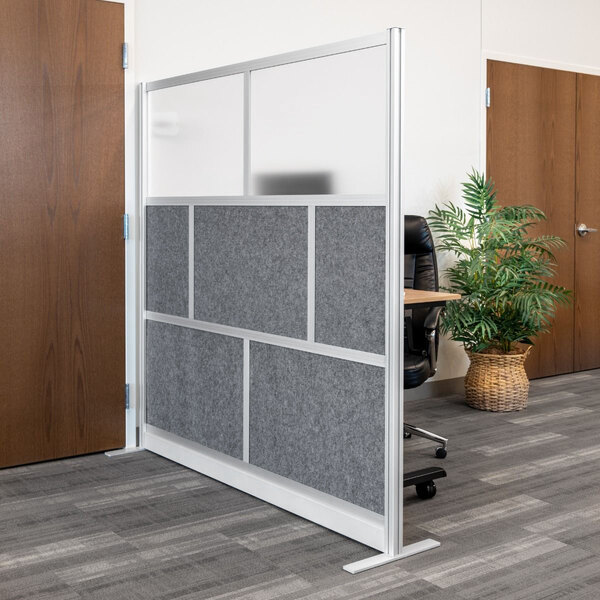 Luxor 70" x 70" Frosted Acrylic / Gray PET Modular Wall Room Divider ...