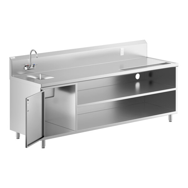 Regency 30" x 96" 16 Gauge Stainless Steel Beverage Table with Left ...