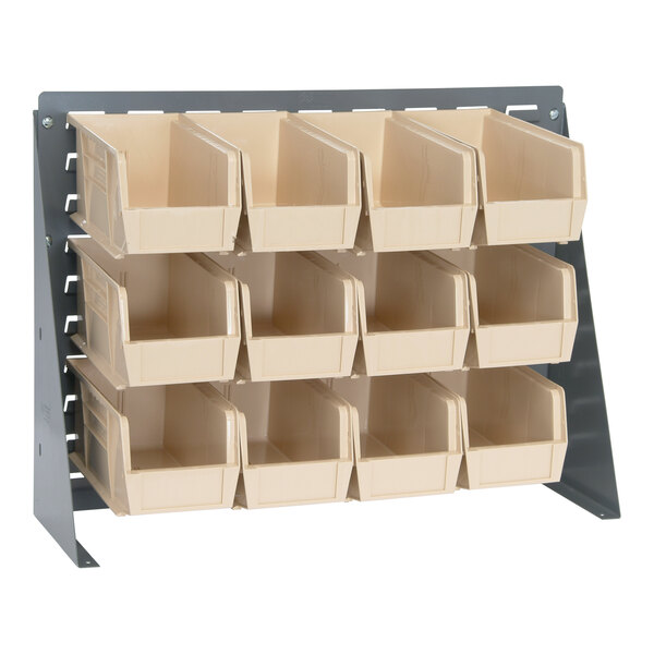 Quantum 27 3/4" x 8" x 21" Gray Steel Bench Rack with (12) 10 7/8" x 5 ...