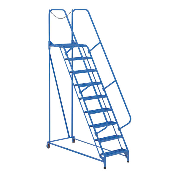 Vestil 24" x 21" x 90" Blue 9-Step Steel Maintenance Ladder with Grip ...