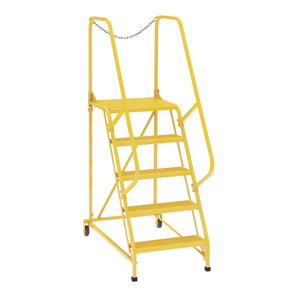 Vestil 24" x 21" x 50" Yellow 5-Step Steel Maintenance Ladder with ...