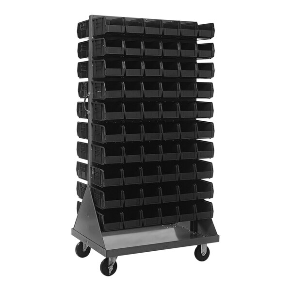 Quantum 36" x 25" x 72" Gray Steel Mobile Double-Sided Louvered Rack ...