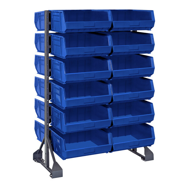 Quantum 36" x 20" x 53" Gray Steel Double-Sided Rail Rack with (48) 14 ...