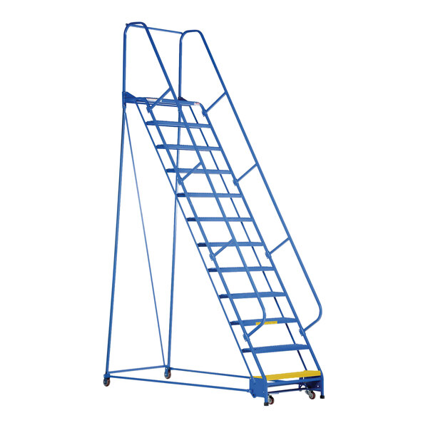 Vestil 30 1/4" x 14" x 120" 12-Step Steel Slope Ladder with Grip Strut ...
