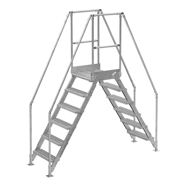 Vestil 23 1/2" x 24" 6-Step Galvanized Steel Crossover Ladder COL-6-56 ...