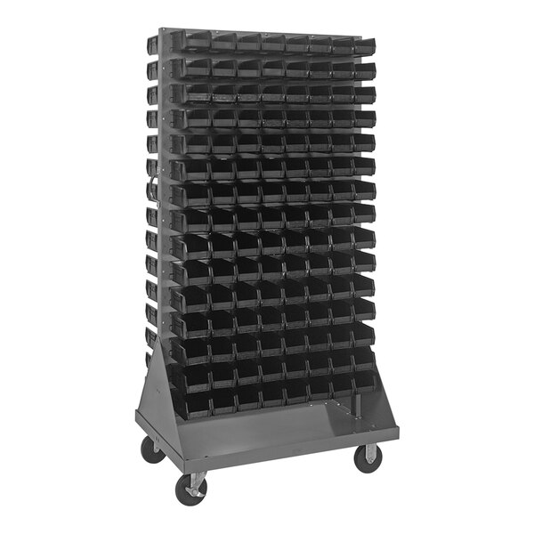 Quantum 36" x 25" x 72" Gray Steel Mobile Double-Sided Louvered Rack ...