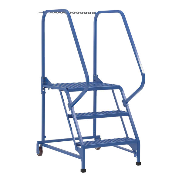 Vestil 24" x 21" x 30" Blue 3-Step Steel Maintenance Ladder with ...