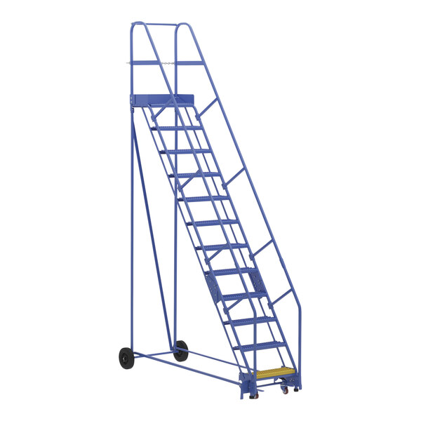 Vestil 12-Step Steel Rolling Warehouse Ladder with 23 9/16" Wide Grip ...