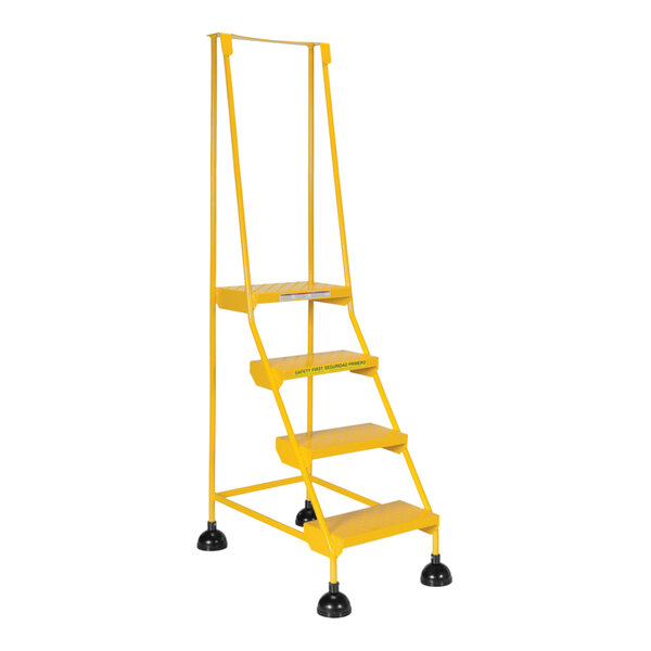 Vestil 16" x 11" x 38 3/16" Yellow 4-Step Spring-Loaded Commercial ...