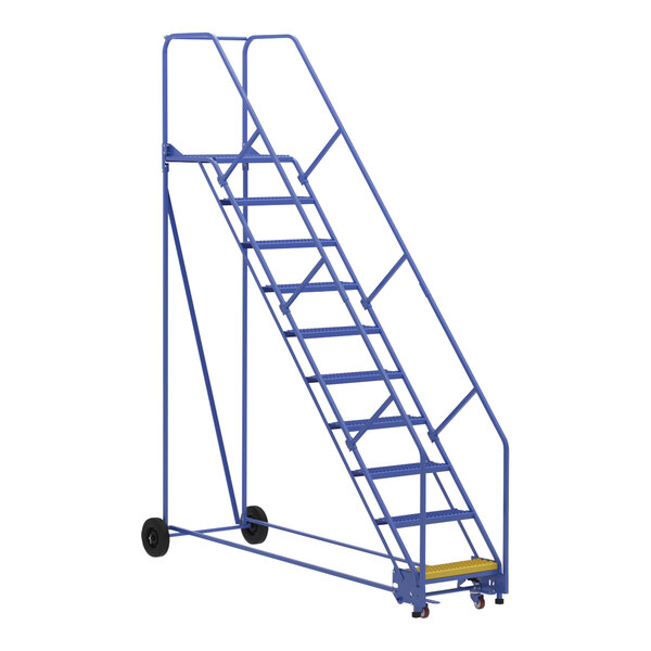 Vestil 10-Step Steel Rolling Warehouse Ladder with 23 9/16" Wide Grip ...
