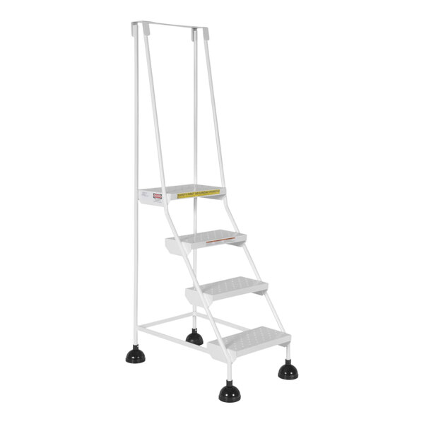 Vestil 16" x 11" x 38 3/16" White 4-Step Spring-Loaded Commercial ...