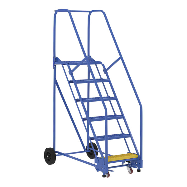 Vestil 6-Step Steel Rolling Warehouse Ladder with 23 9/16" Wide Grip ...