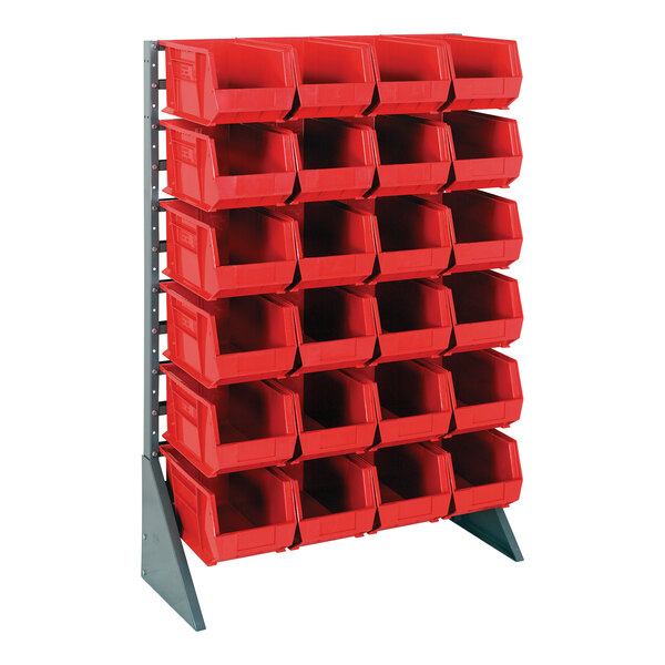 Quantum 36" x 15" x 53" Gray Steel Rail Rack with (24) 14 3/4" x 8 1/4 ...