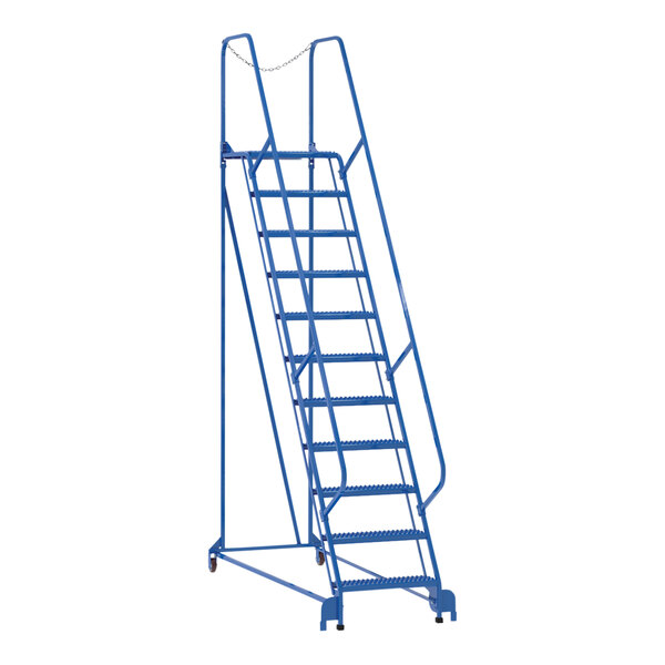 Vestil 24" x 21" x 110" Blue 11-Step Steel Maintenance Ladder with Grip ...