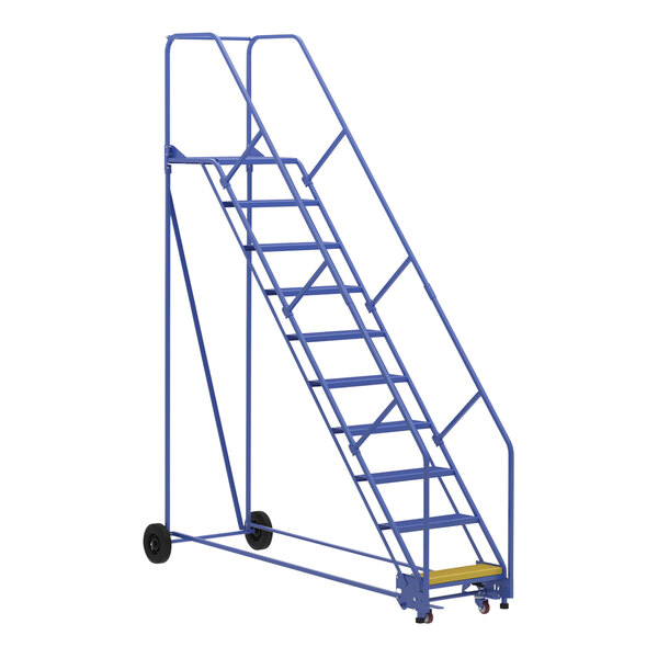 Vestil 10-Step Steel Rolling Warehouse Ladder with 23 9/16" Wide ...