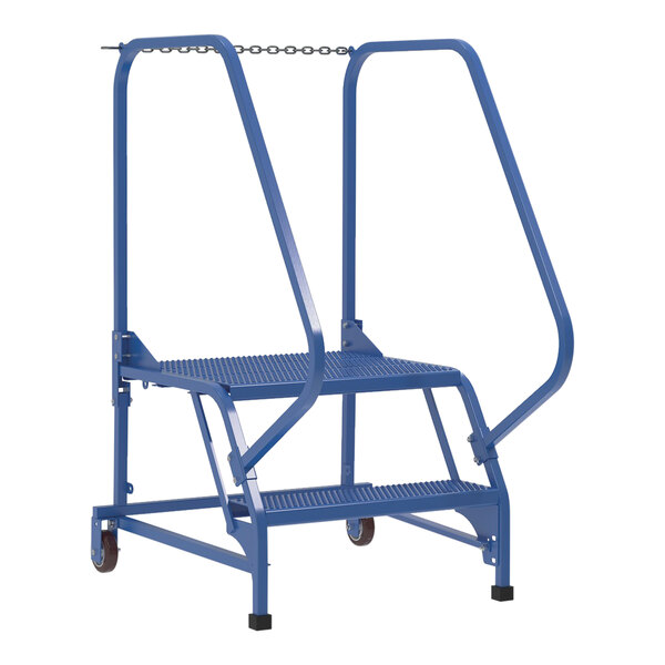 Vestil 24" x 21" x 20" Blue 2-Step Steel Maintenance Ladder with ...