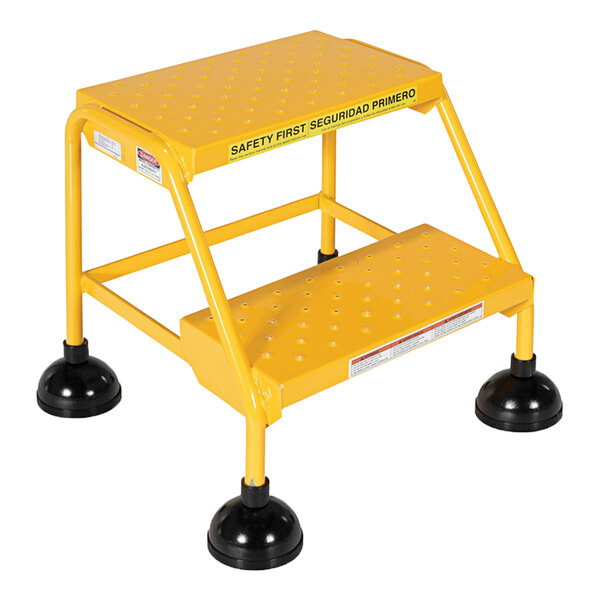 Vestil 16" x 11" x 18 1/2" Yellow 2-Step Spring-Loaded Commercial ...