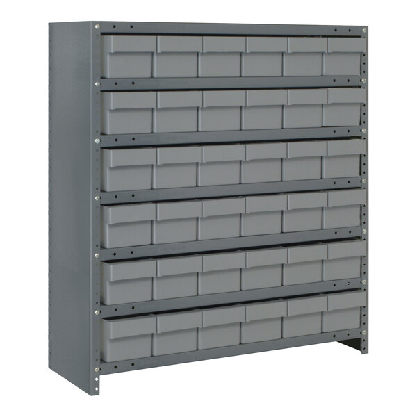 Quantum Super Tuff 36" x 12" x 39" Steel Closed 7-Shelf Euro Drawer ...