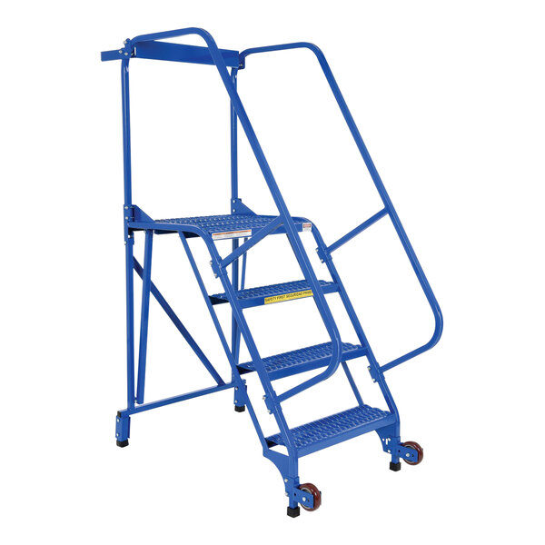 Vestil 24" x 21" x 40" 4-Step Steel Tip-N-Roll Ladder with 58-Degree ...