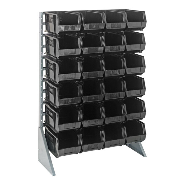 Quantum 36" x 15" x 53" Gray Steel Rail Rack with (24) 14 3/4" x 8 1/4 ...