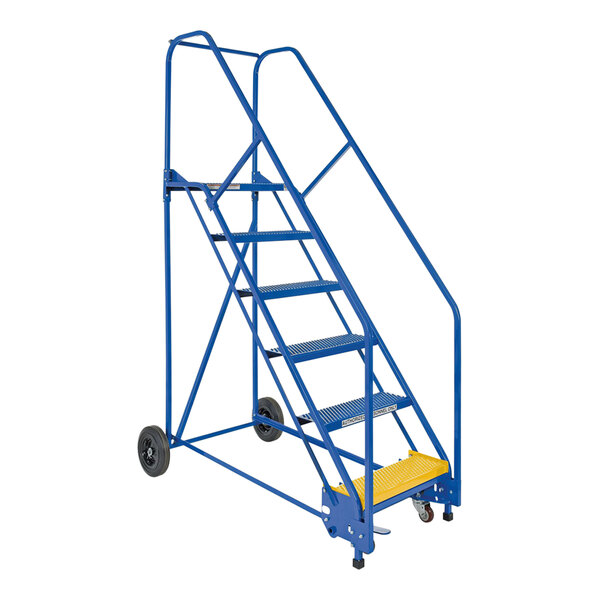 Vestil 6-Step Steel Rolling Warehouse Ladder with 23 9/16" Wide ...