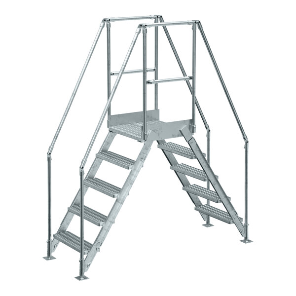 Vestil 23 1/2" x 24" 5-Step Galvanized Steel Crossover Ladder COL-5-46 ...