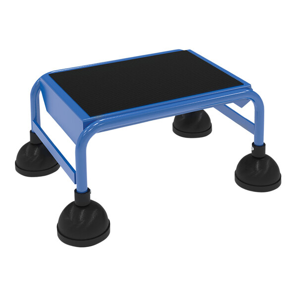 Vestil 16" x 11" x 9 1/2" Blue 1-Step Spring-Loaded Commercial Rolling ...