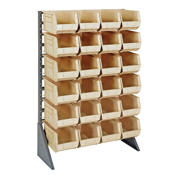 Quantum 36" x 15" x 53" Gray Steel Rail Rack with (24) 14 3/4" x 8 1/4 ...