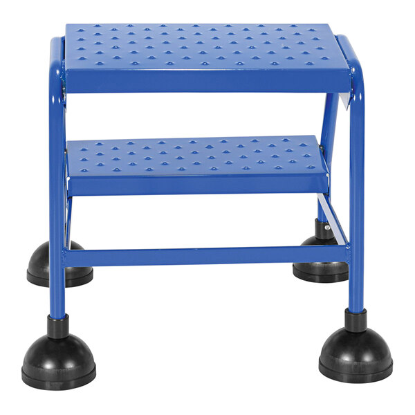 Vestil 16" x 11" x 18 1/2" Blue 2-Step Spring-Loaded Commercial Rolling ...