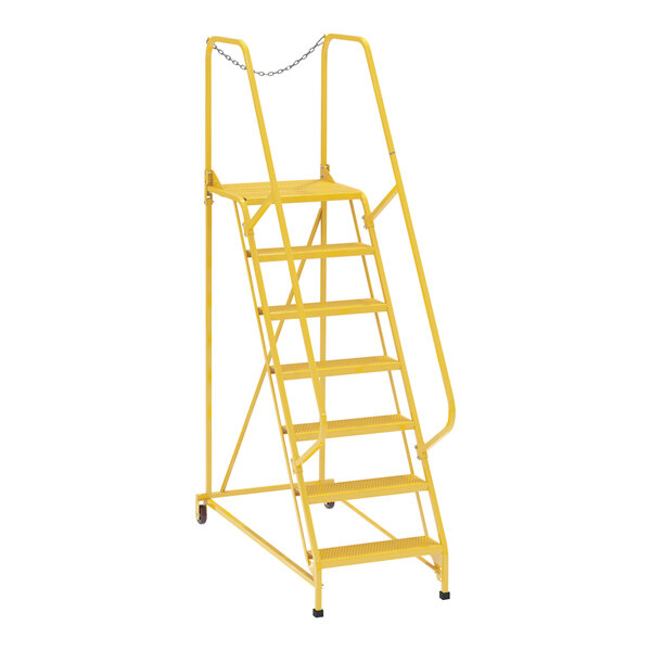 Vestil 24" x 21" x 70" Yellow 7-Step Steel Maintenance Ladder with ...