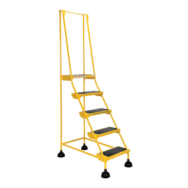 Vestil 16" x 11" x 47 11/16" Yellow 5-Step Spring-Loaded Commercial ...