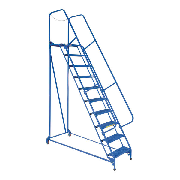 Vestil 24" x 21" x 100" Blue 10-Step Steel Maintenance Ladder with ...