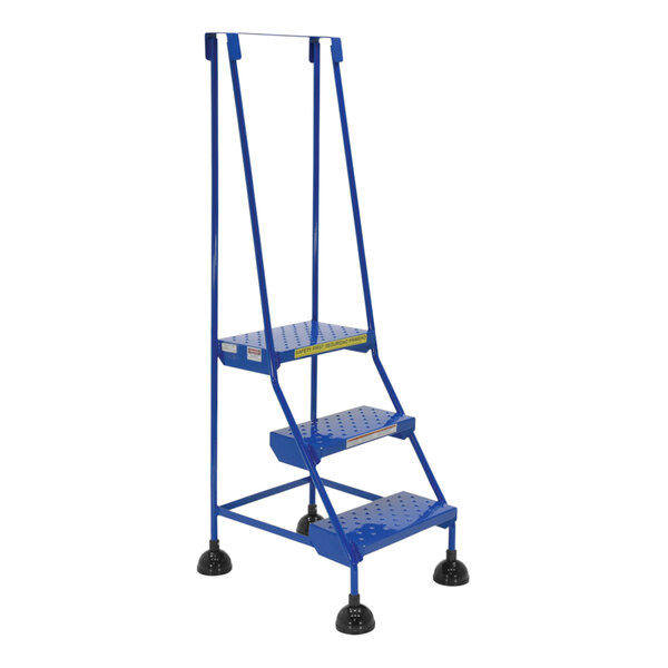 Vestil 16" x 11" x 28 11/16" Blue 3-Step Spring-Loaded Commercial ...