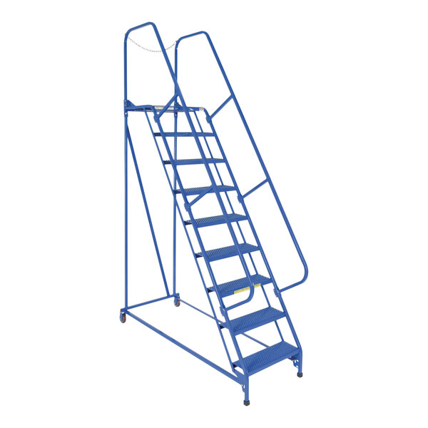Vestil 24" x 21" x 90" Blue 9-Step Steel Maintenance Ladder with ...