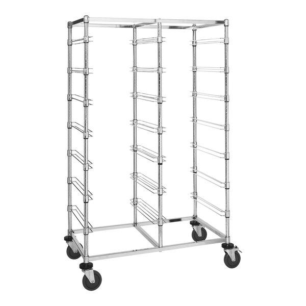 Quantum 40" x 24" x 69" Carbon Steel Mobile Double Bay Bin Cart with 14 ...