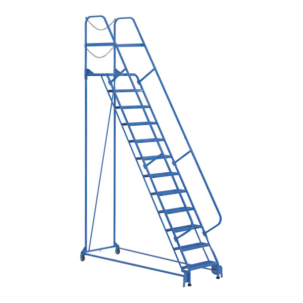 Vestil 24" x 21" x 120" Blue 12-Step Steel Maintenance Ladder with ...