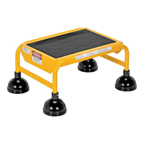 Vestil 16" x 11" x 9 1/2" Yellow 1-Step Spring-Loaded Commercial ...