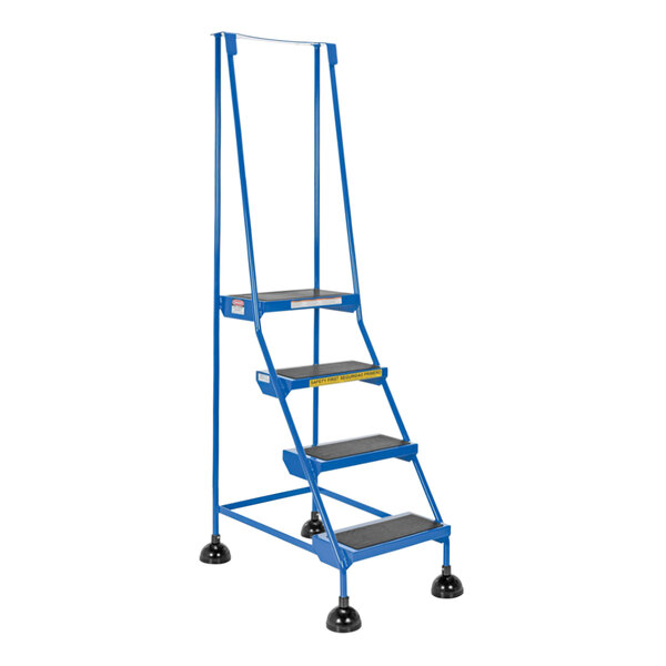Vestil 16" x 11" x 38 3/16" Blue 4-Step Spring-Loaded Commercial ...