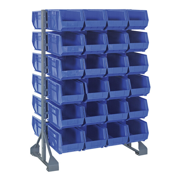 Quantum 36" x 20" x 53" Gray Steel Double-Sided Rail Rack with (48) 14 ...