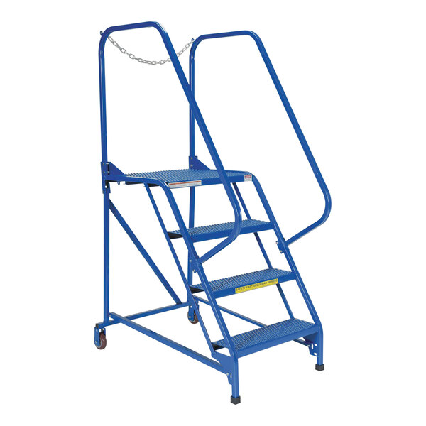 Vestil 24" x 21" x 40" Blue 4-Step Steel Maintenance Ladder with ...