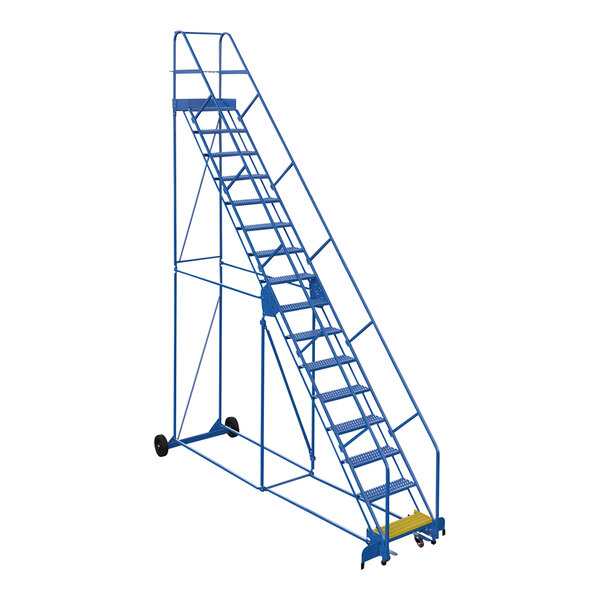 Vestil 16-Step Steel Rolling Warehouse Ladder with 23 9/16" Wide Grip ...
