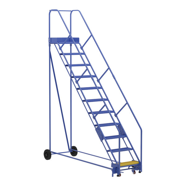 Vestil 11-Step Steel Rolling Warehouse Ladder with 23 9/16" Wide Grip ...